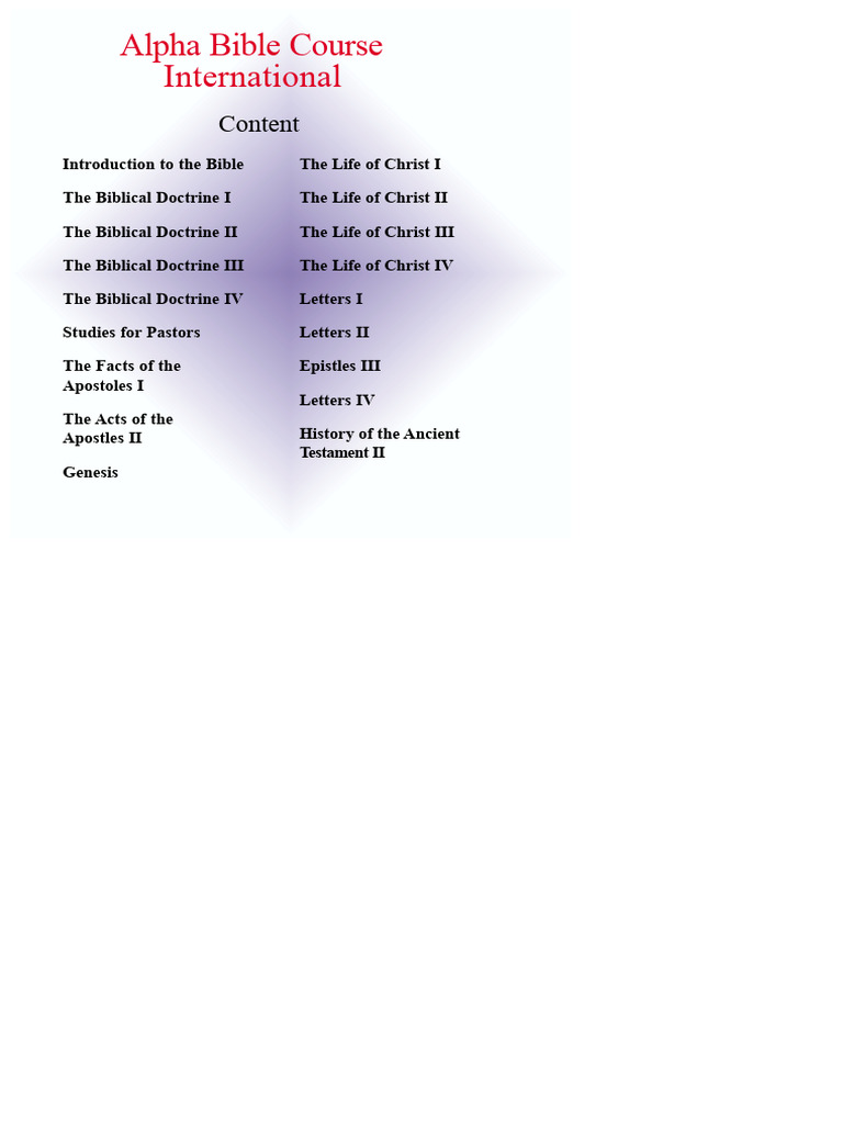 Comprehensive Alpha Bible Course | PDF