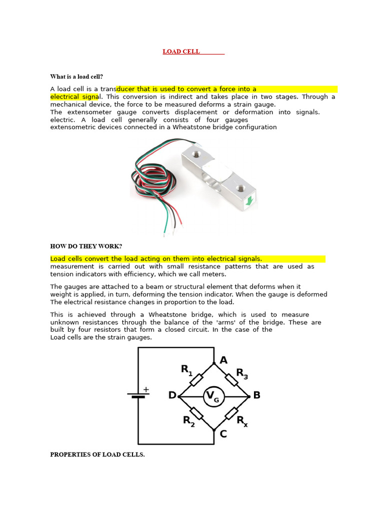 Load Cell - Electronic Scale - Summary | PDF | Weighing Scale ...