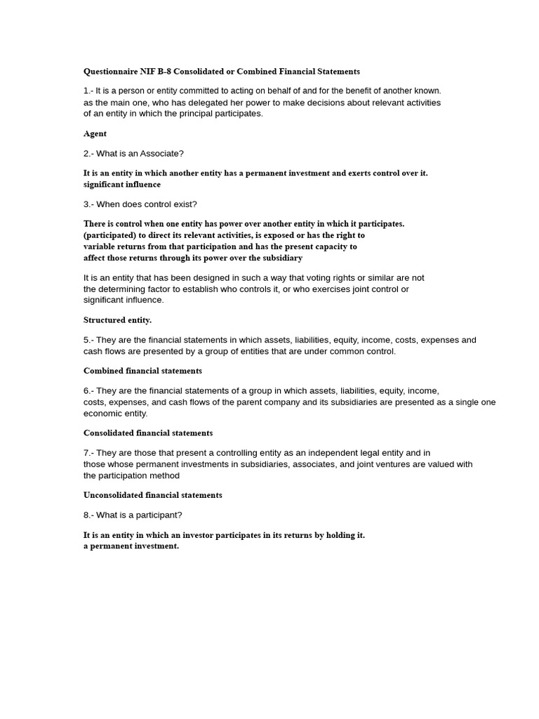 NIF Questionnaire B8 | PDF | Financial Statement | Balance Sheet