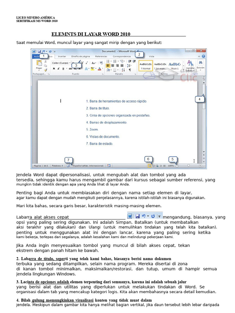 Panduan Elemen Layar Word 2010 | PDF