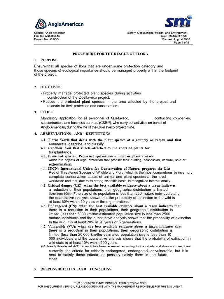 4.06 Annex 02 Procedure For The Rescue of Protected Flora | PDF ...