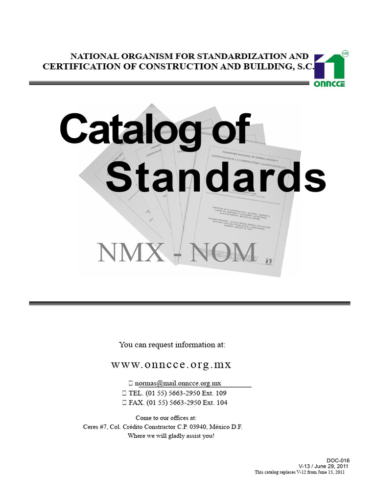Construction Standards Catalog NMX-NOM | PDF | Concrete | Cement