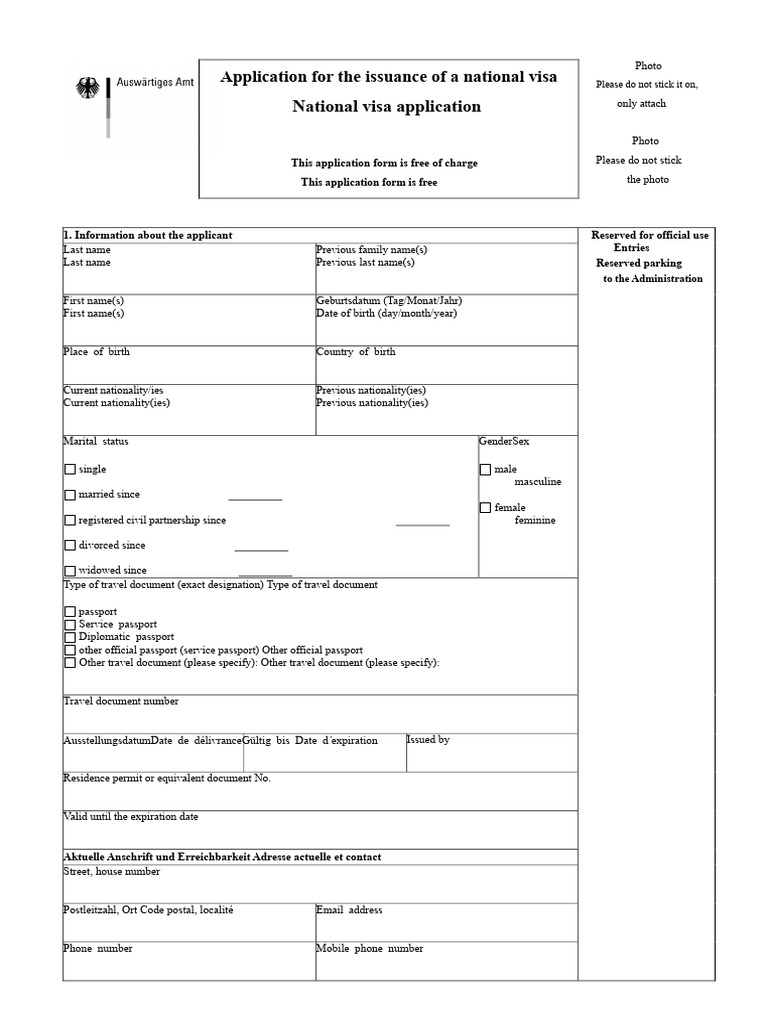 German Visa Application Form | PDF | Influenza | Travel Visa