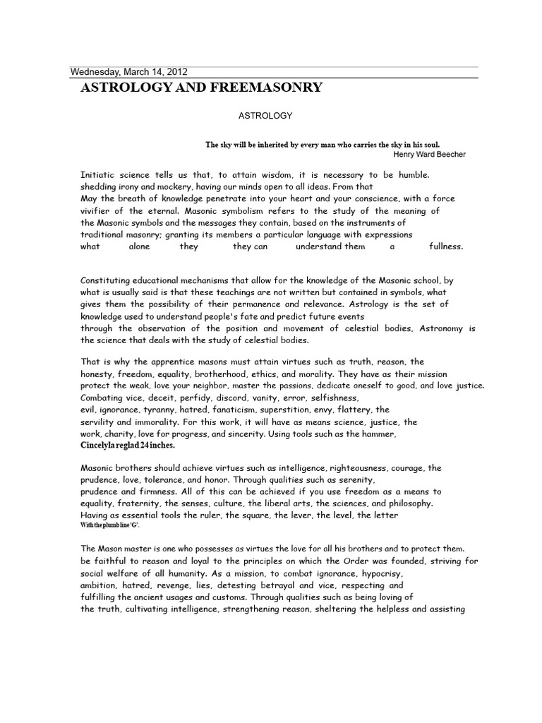 Astrology and Freemasonry Insights | PDF | Constellation | Zodiac