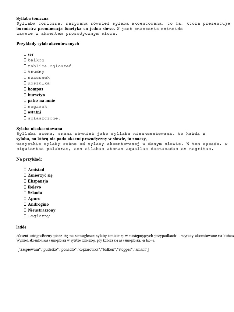 Syllaba Toniczna | PDF