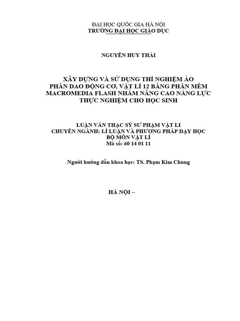 Xay Dung Va Su Dung Thi Nghiem Ao Phan Dao Dong Co... - Nguyen Huy Thai ...