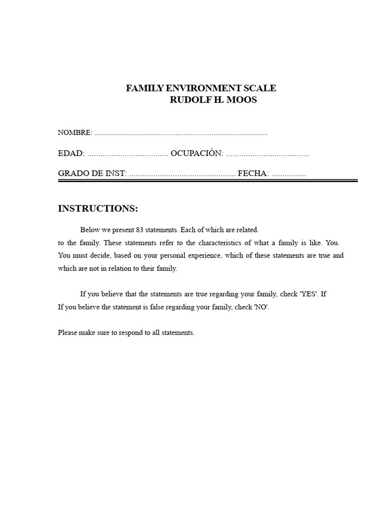 Family Environment Scale | PDF