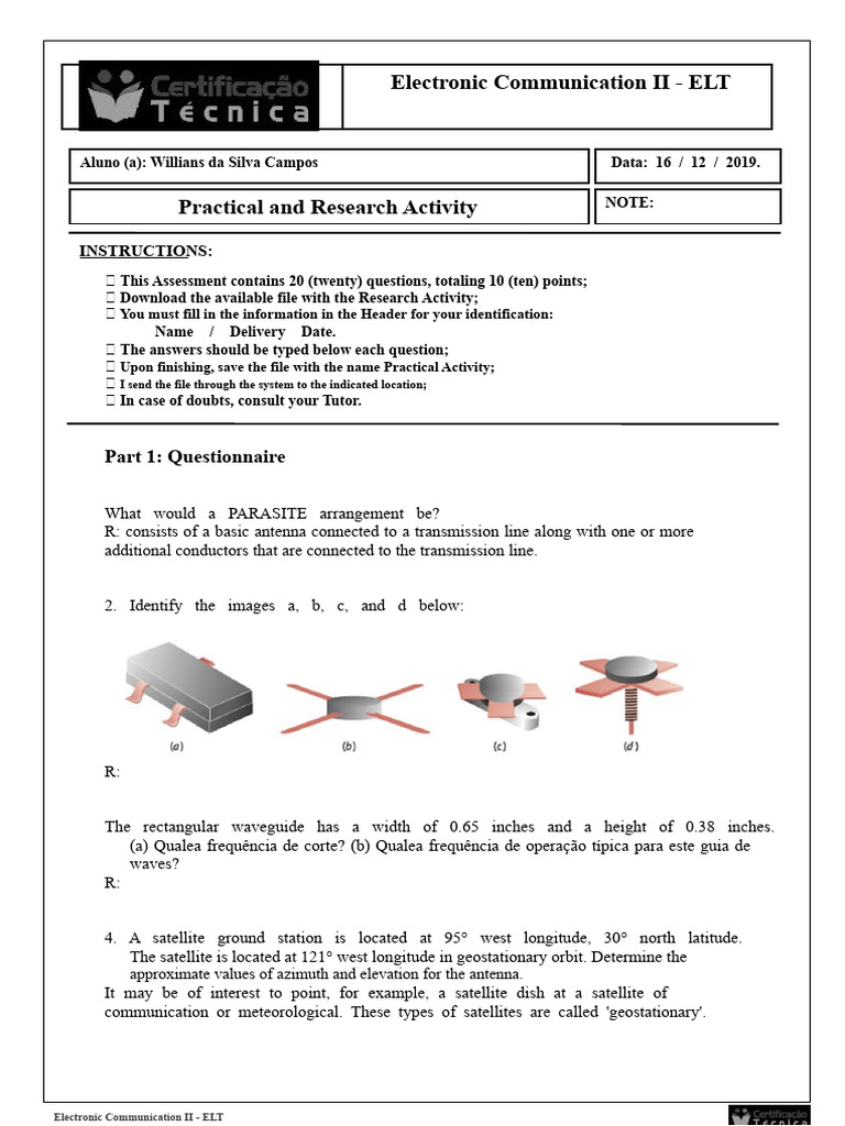 Electronic Communication II Assessment Guide | PDF | Antenna (Radio ...