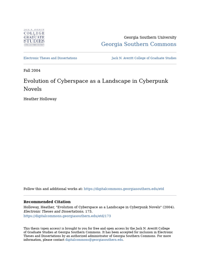 Evolution of Cyberspace As A Landscape in Cyberpunk Novels | PDF ...