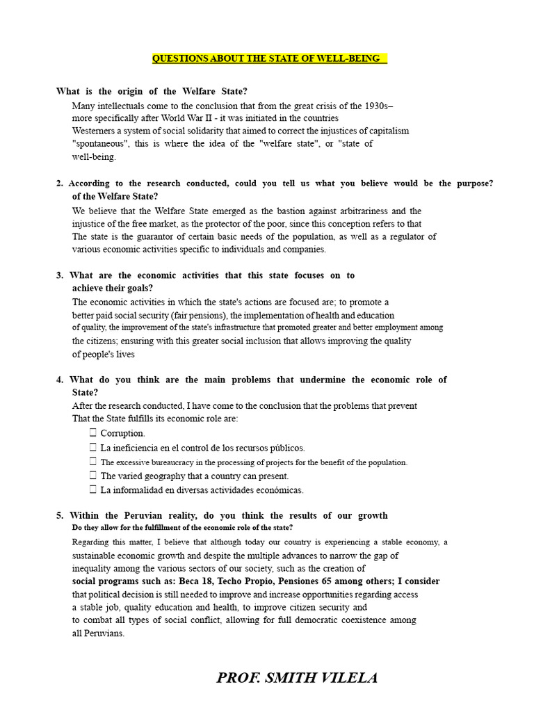 Questions About The Welfare State | PDF | Welfare State | Economies