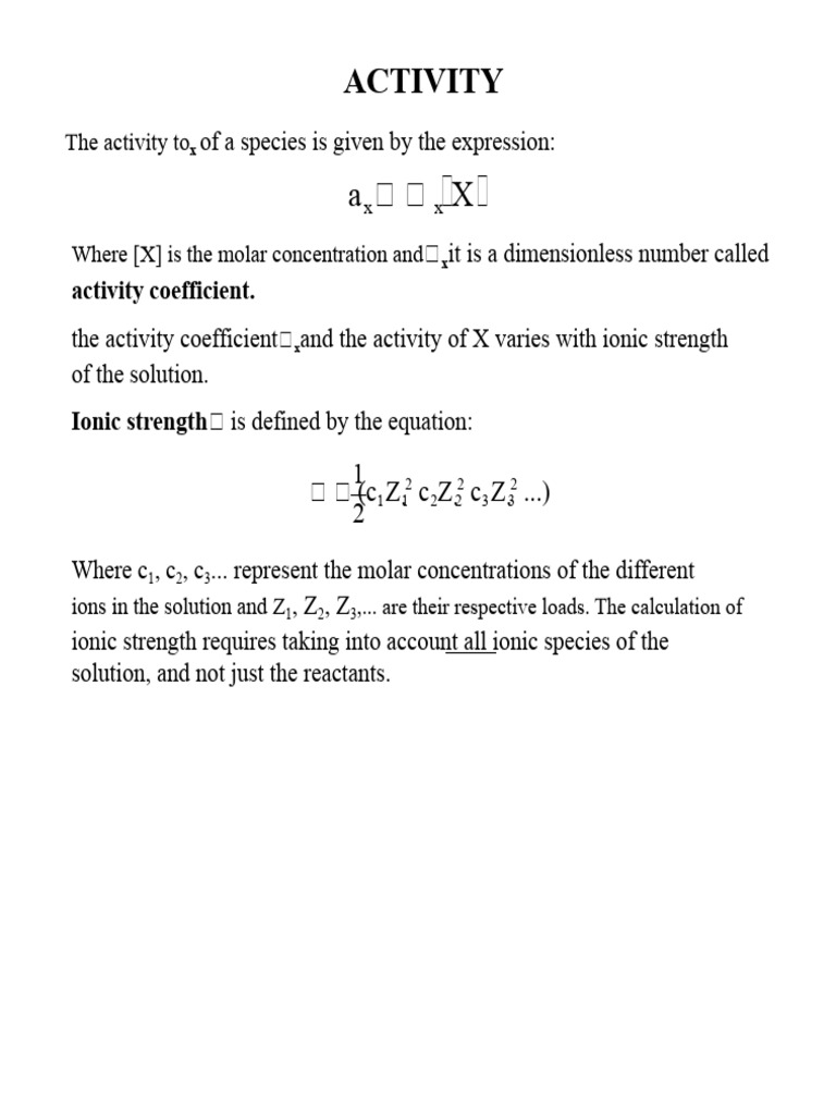 Activity | PDF | Chemical Equilibrium | Physical Sciences