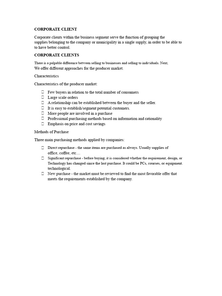 Corporate Client | PDF | Business | Employment