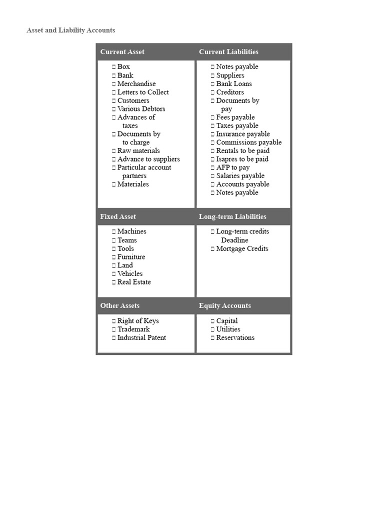 Asset and Liability Account Overview | PDF