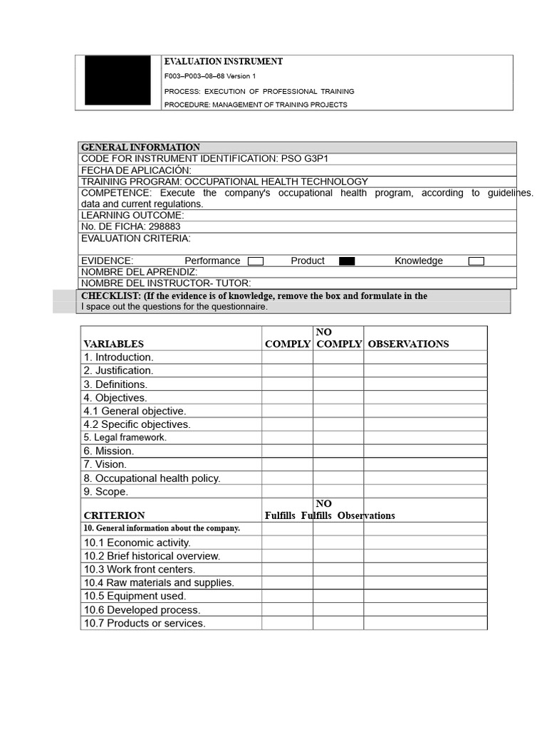 Instrument To Evaluate Products | PDF | Occupational Safety And Health ...
