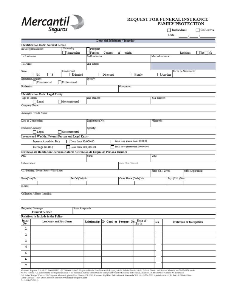 Funeral Insurance Request Form | PDF | Identity Document | Diseases And ...