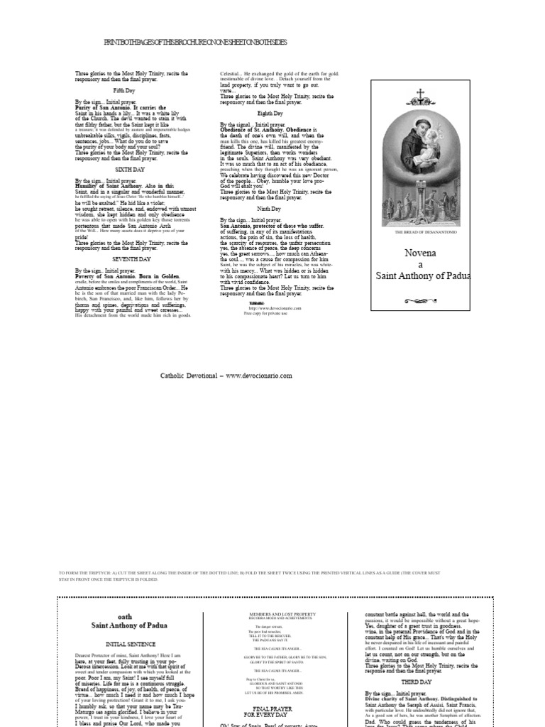 Saint Anthony Novena Prayer Guide | PDF | Prayer | Saint