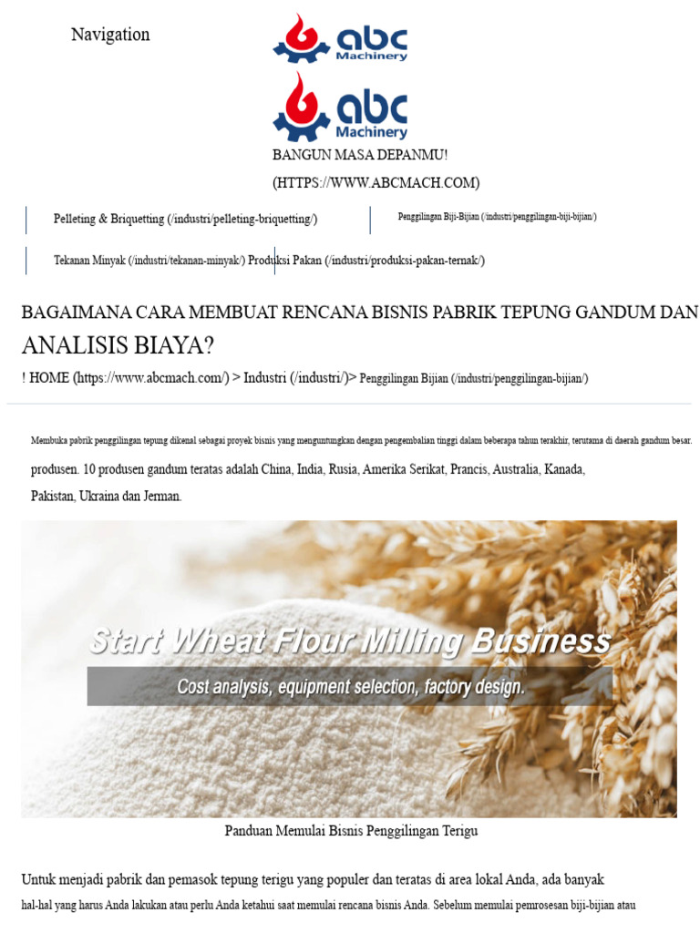 Bagaimana Membuat Rencana Bisnis Pabrik Tepung Terigu dan Analisis ...