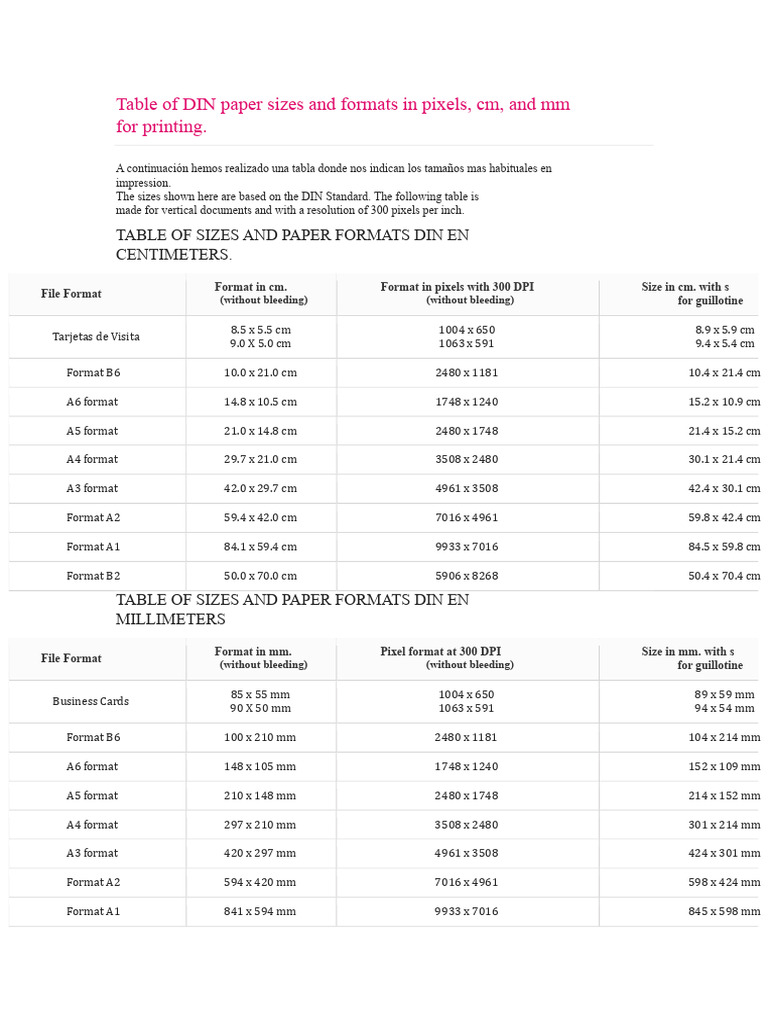 DIN Paper Sizes for Printing Formats | PDF