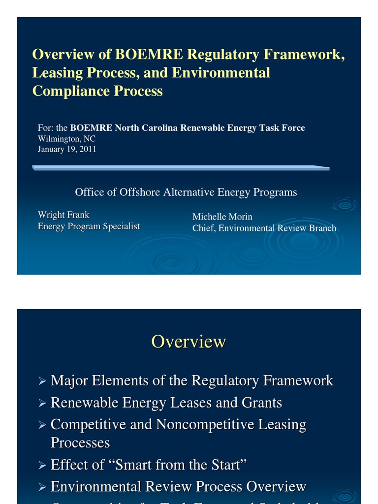 Overview of BOEMRE Regulatory Framework, Leasing Process, and ...