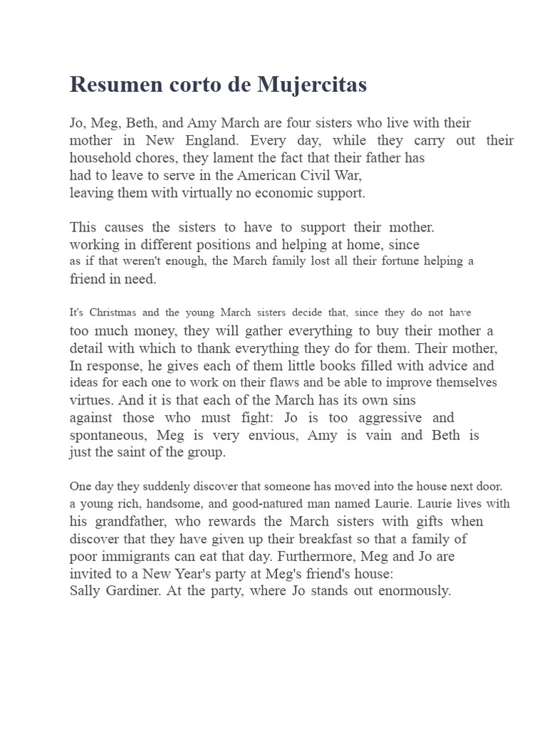 Summary of Little Women Characters | PDF | Little Women