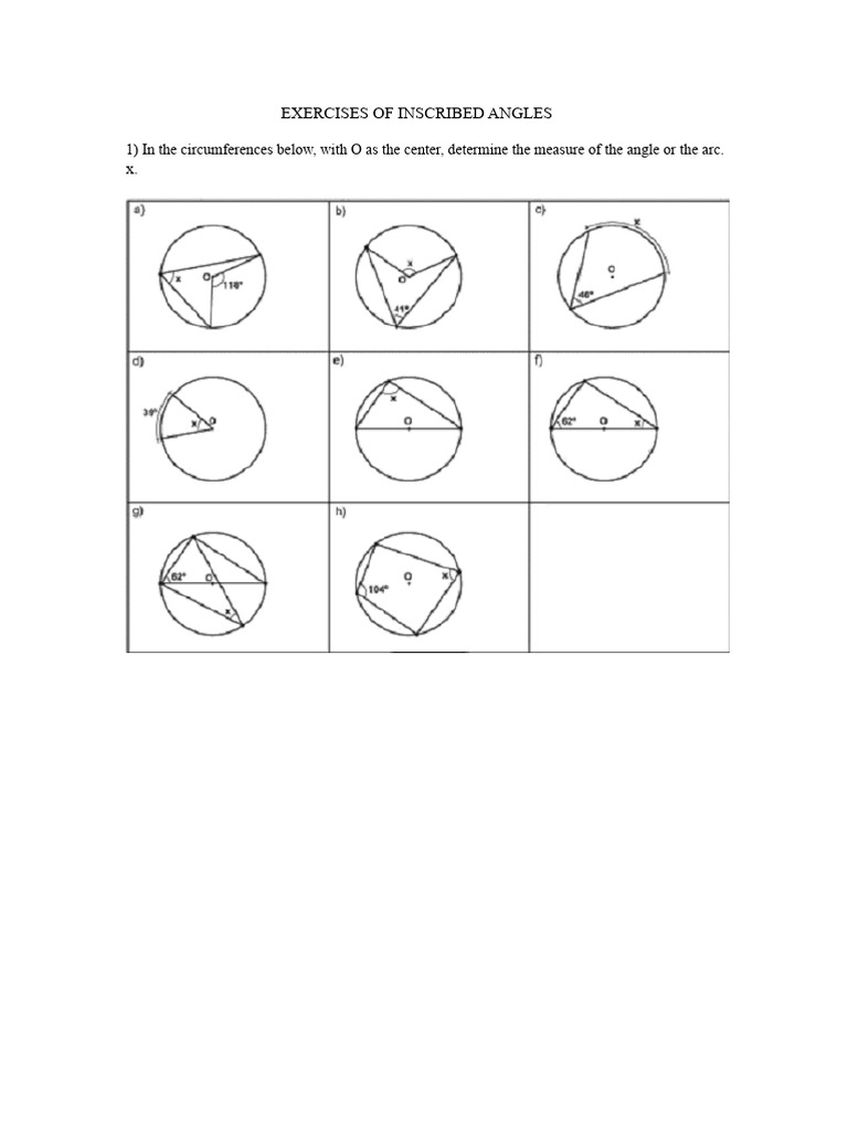 List 1 - Exercises On Inscribed Angles | PDF