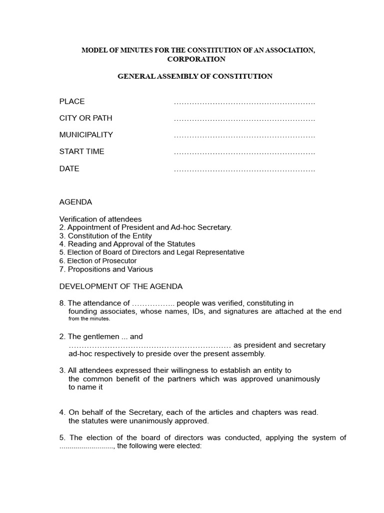 Model of The Constitution Act of An Association | PDF