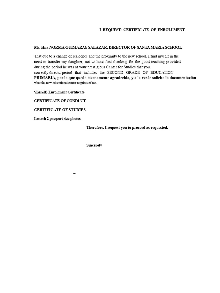 Enrollment Certificate | PDF