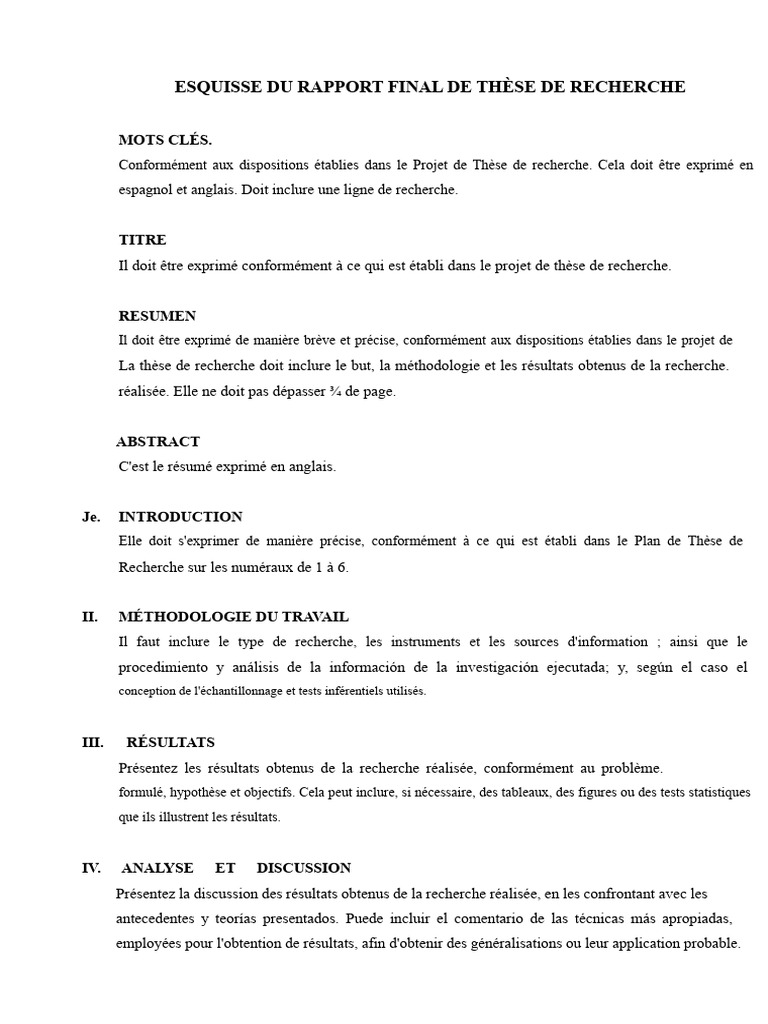 Esquisse de Rapport de Thèse de Recherche | PDF