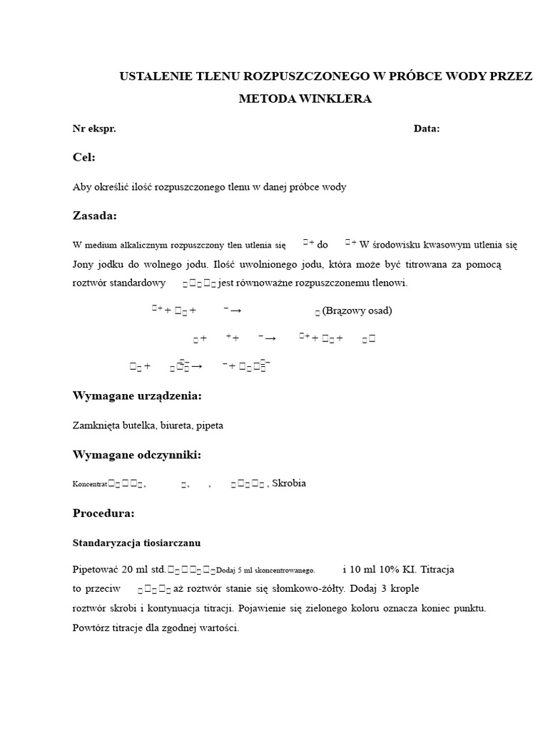 Metoda Winklera | PDF