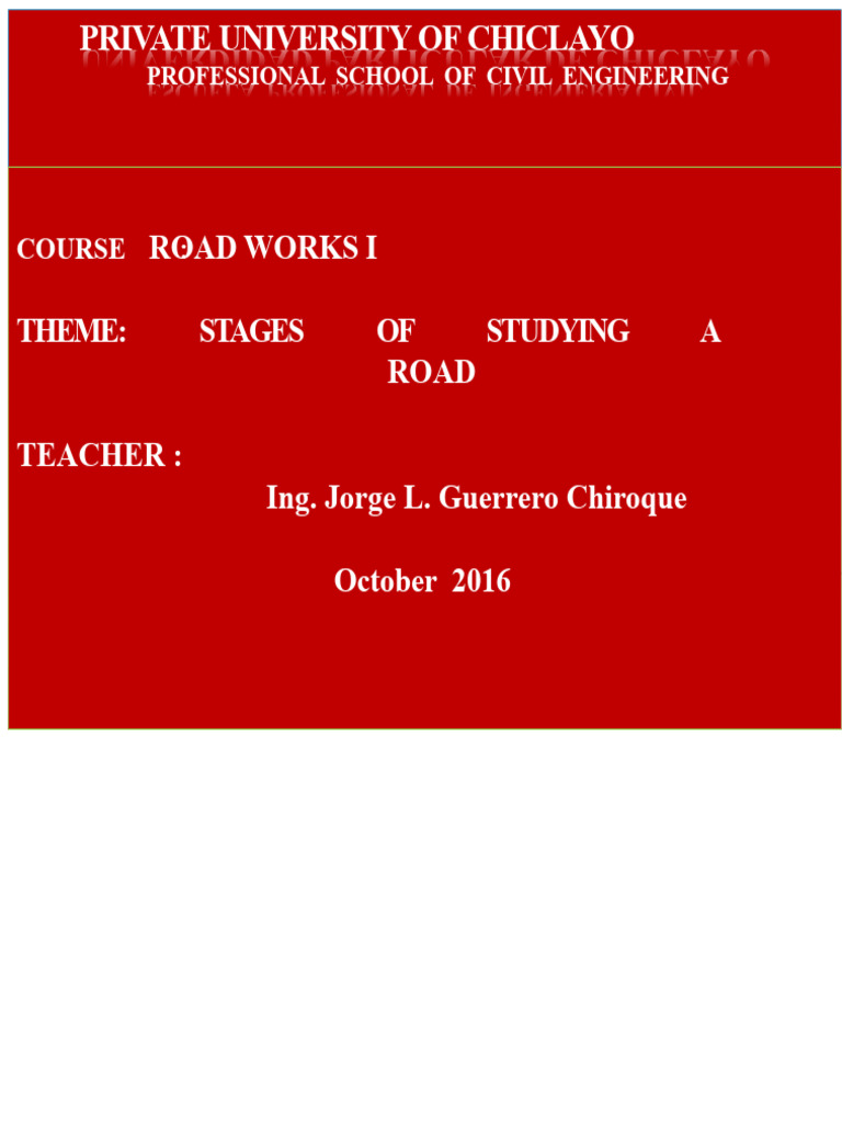 Stages of Road Study in Civil Engineering | PDF | Road | Transport