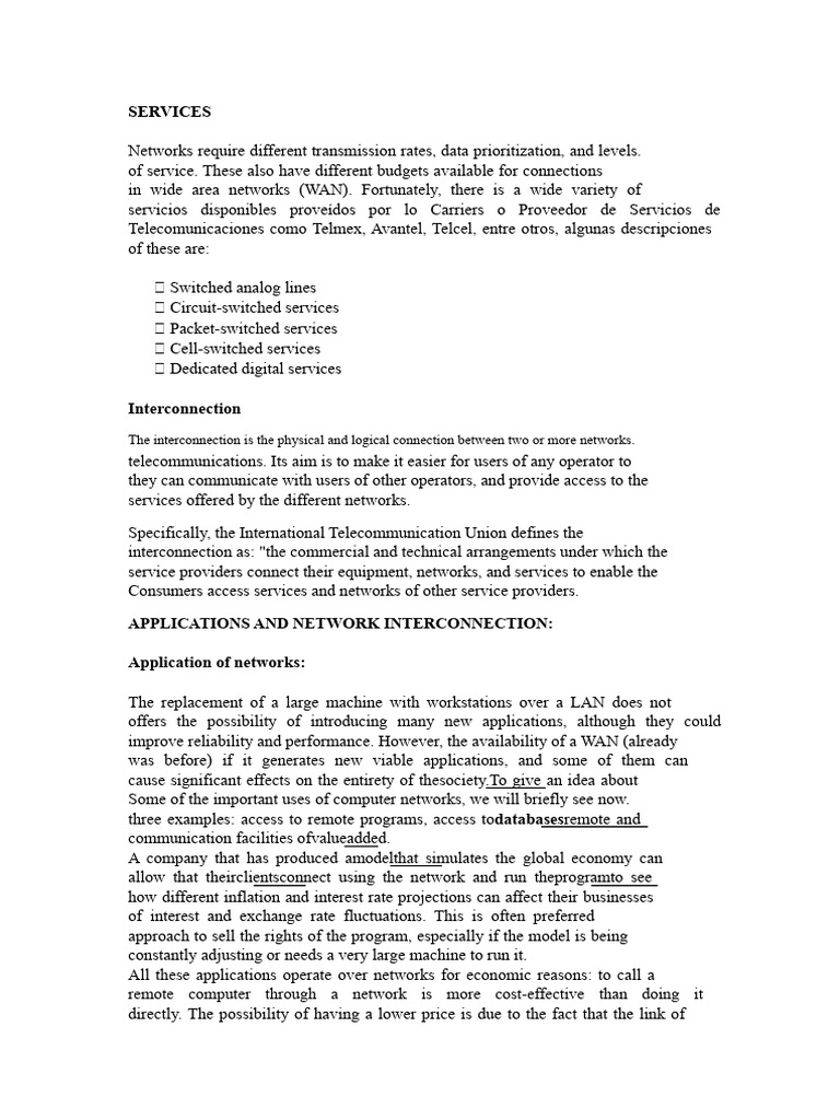 Network Services and Interconnection | PDF | Computer Network | Wide ...