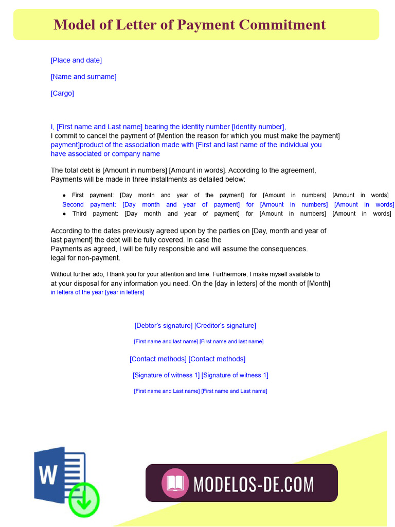 Payment Commitment Letter Template | PDF