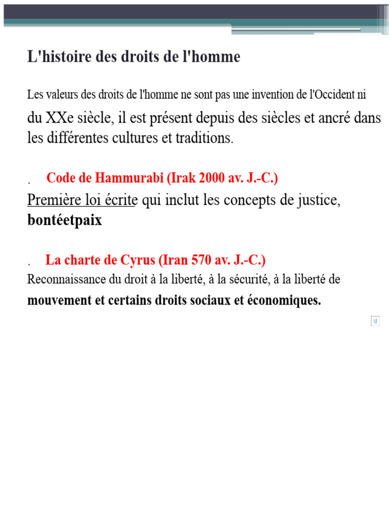 Histoire des droits de l'homme à travers les âges | PDF | Droits de l ...
