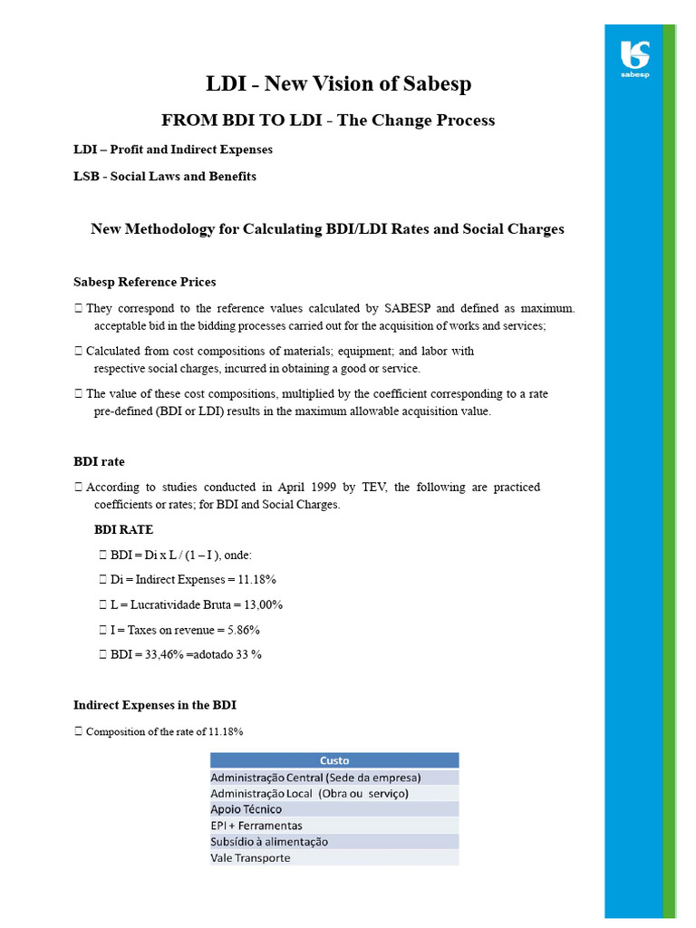 LDI - New Vision of Sabesp: FROM BDI TO LDI - The Change Process | PDF ...