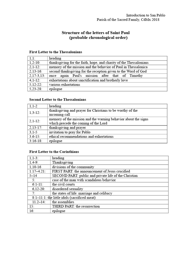Structure of The Letters of Saint Paul | PDF | Paul The Apostle | Early ...