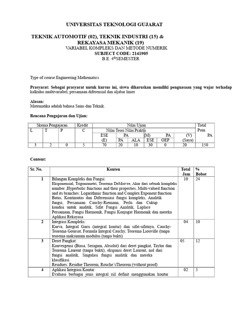 Variabel Kompleks & Metode Numerik (2141905) | PDF