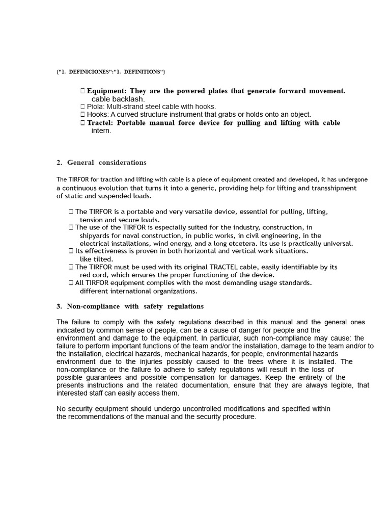 TIRFOR Equipment Safety and Usage Guide | PDF