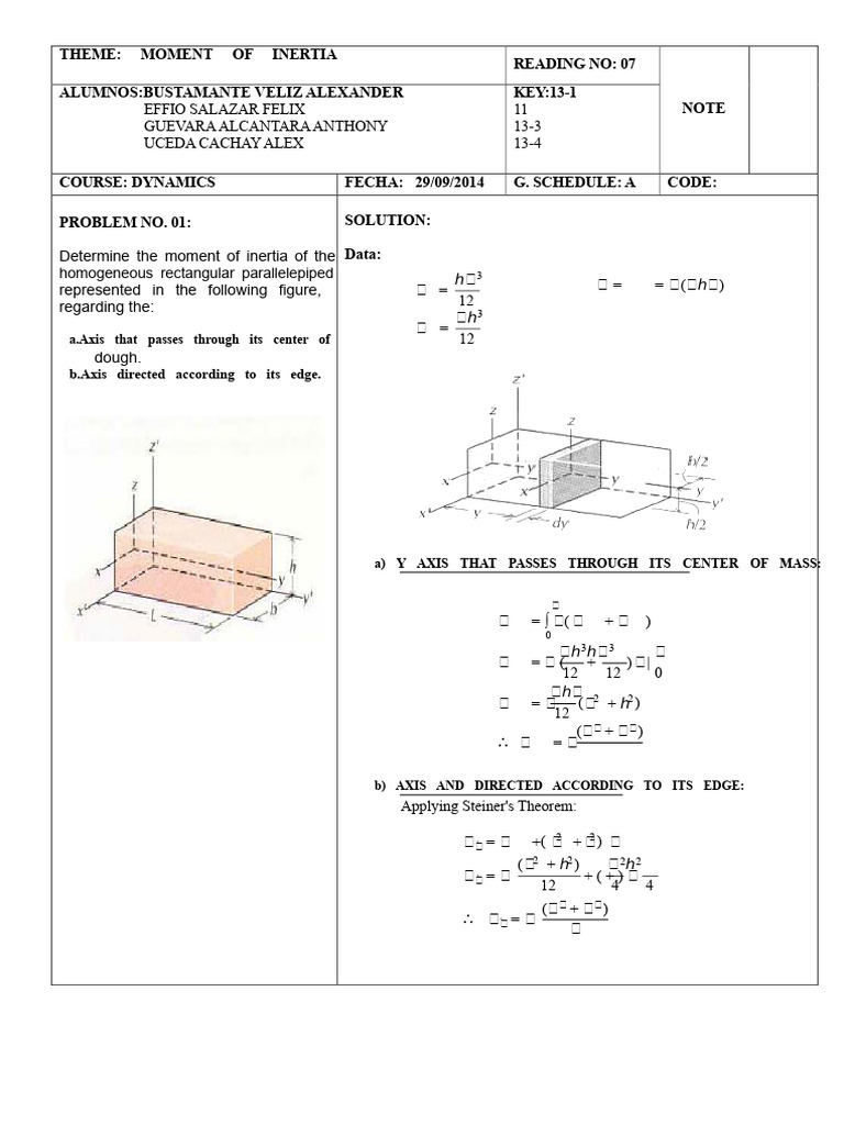 Inertia Moment Exercises | PDF | Classical Geometry | Physics