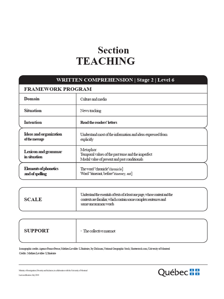 Stage 2 Written Comprehension Guide | PDF | Grammatical Tense ...