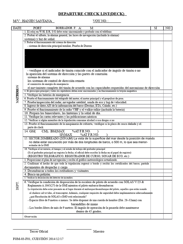 Lista de verificación de salida | PDF
