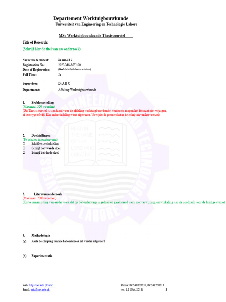 MSC Scriptie Voorstel Sjabloon | PDF