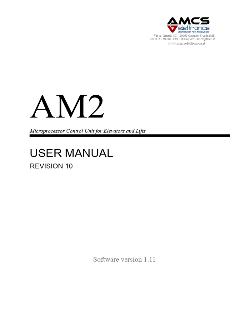 AM2 Elevator Control Unit Manual | PDF | Electronics | Computer Engineering