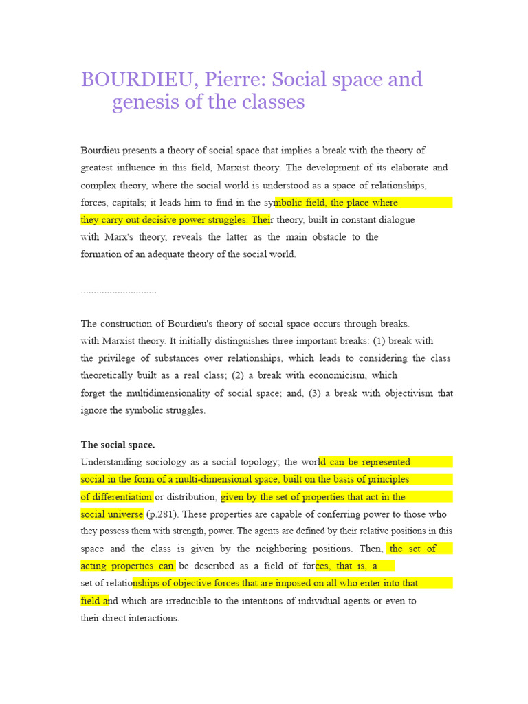 Bourdieu's Theory of Social Space and Class | PDF | Liberal Arts Education
