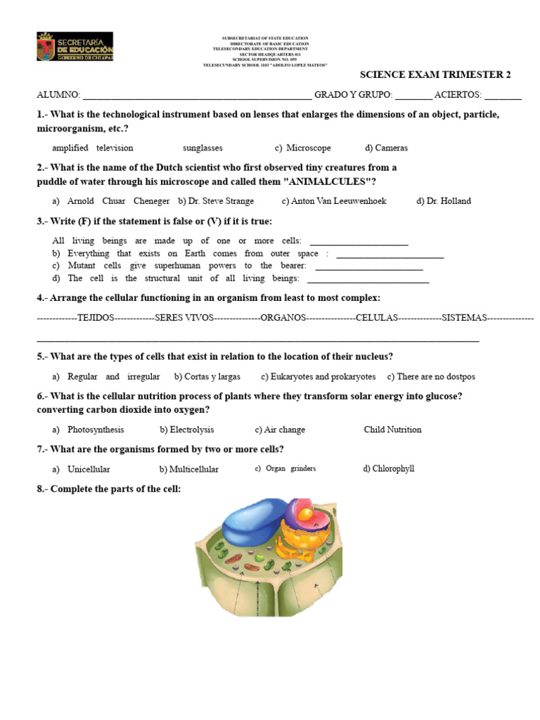 Biology Exam Trimester 2 | PDF | Cell (Biology) | Genetics