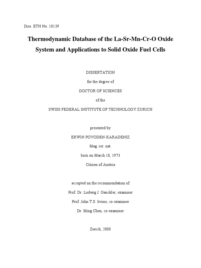Thermodynamic Database of The La-Sr-Mn-Cr-O Oxide | PDF | Solid Oxide Fuel Cell | Electrochemistry