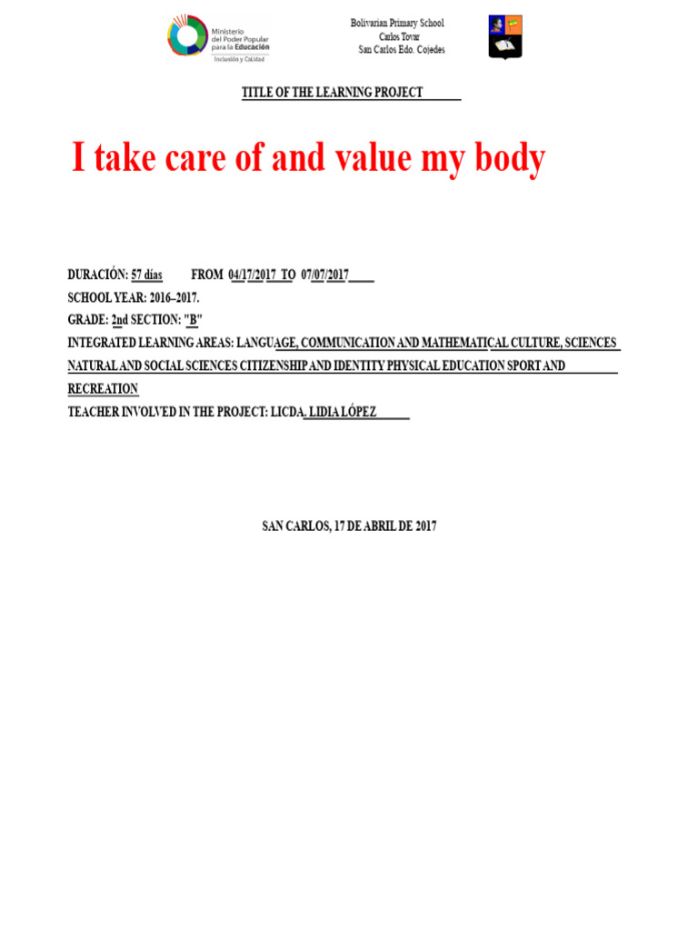I Take Care of and Value My Body | PDF | Geometry