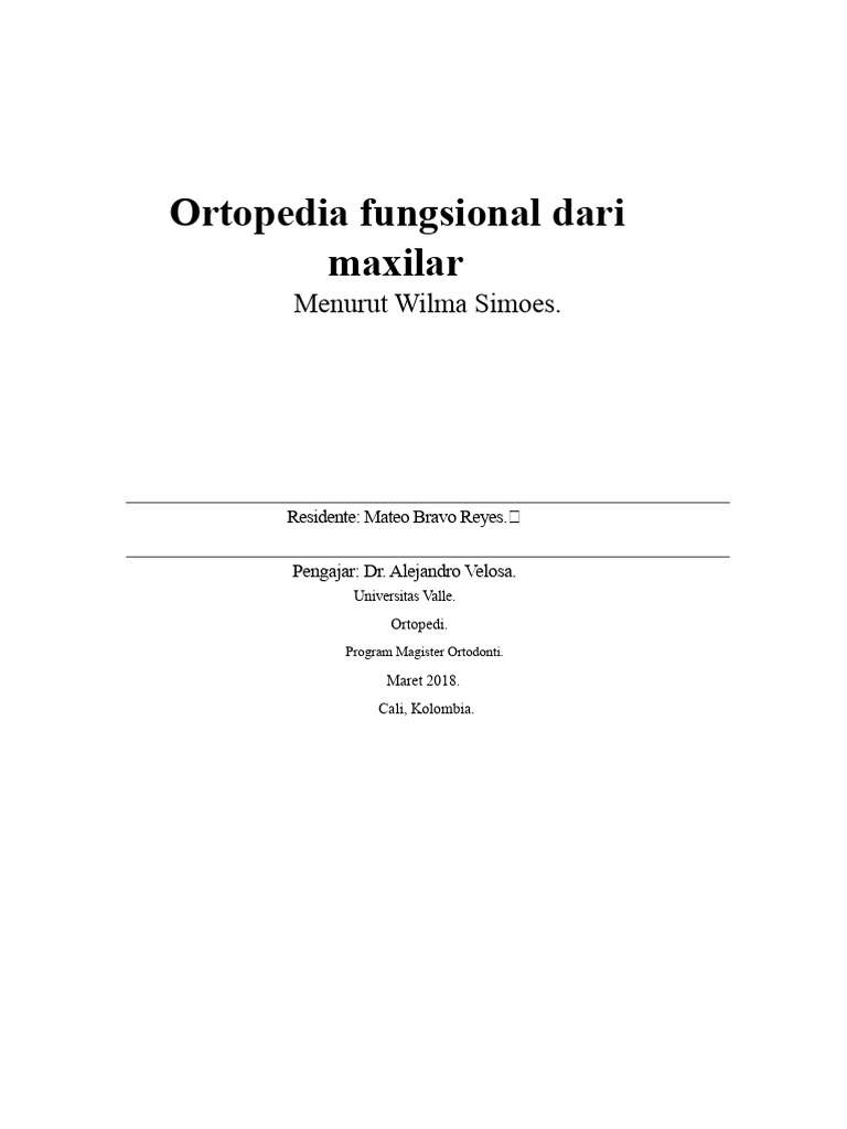 Ortopedia Fungsional Maksila: Diagnosa dan Terapi | PDF