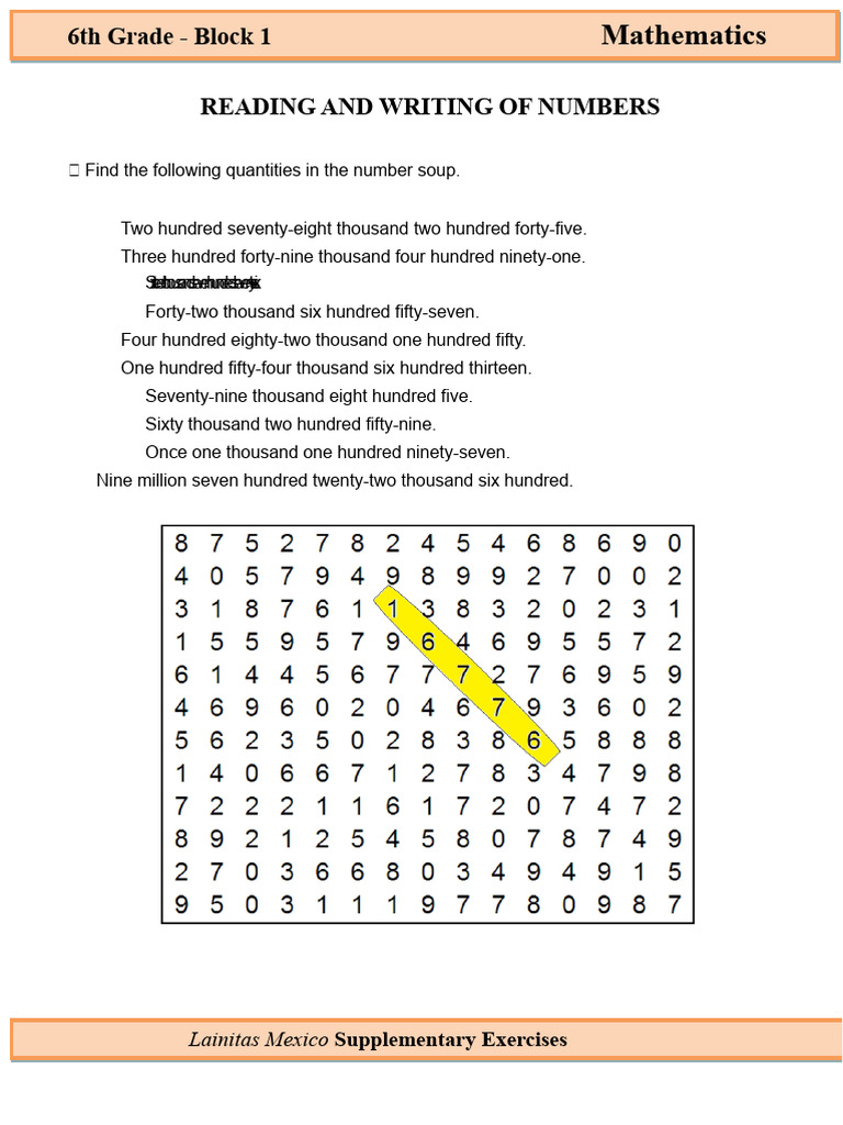 Mathematics - Reading and Writing Natural Numbers | PDF