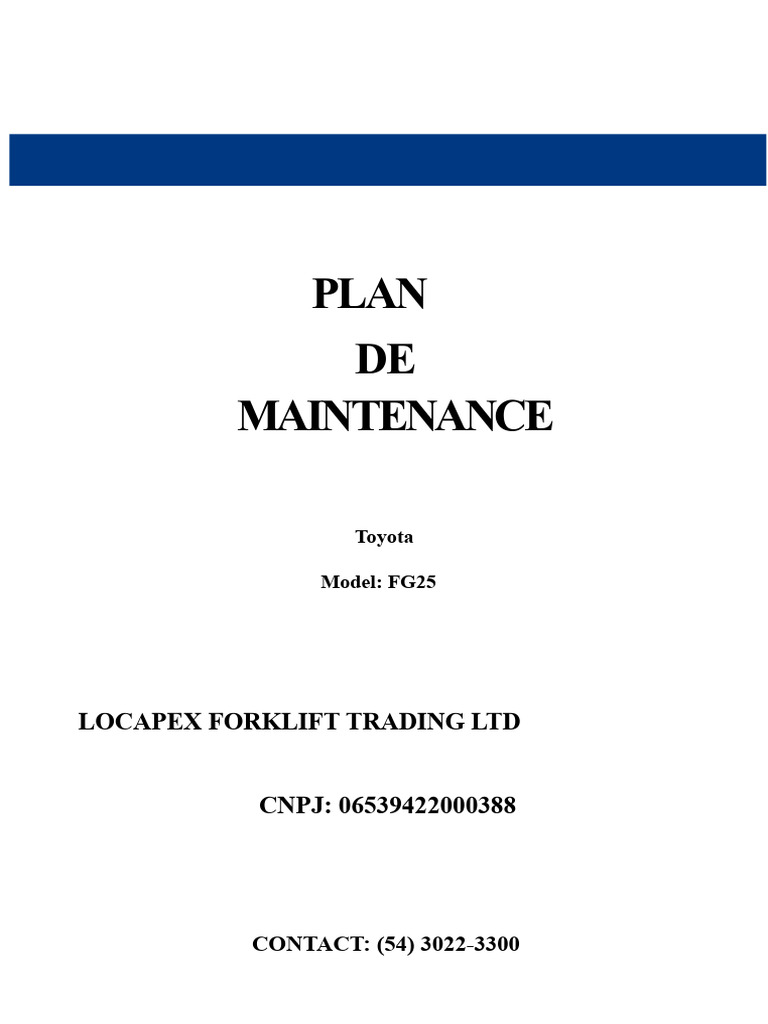 Forklift Maintenance Plan | PDF | Axle | Forklift