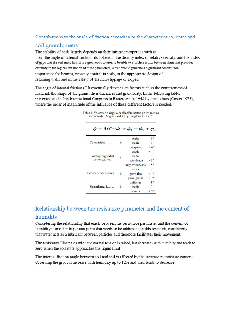Soil Friction Angle and Stability Factors | PDF | Friction | Soil